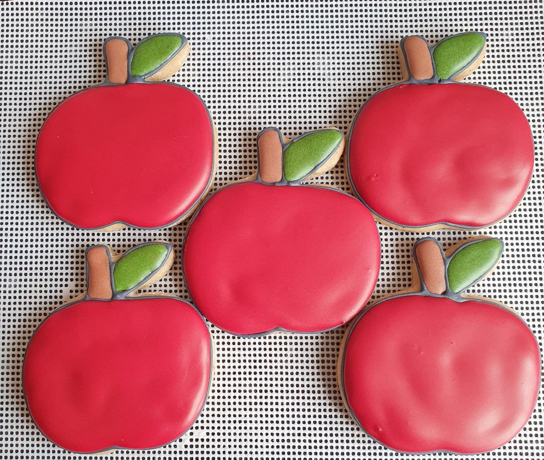 Apple Shaped Cookies | Biscuits for Teachers | Thank You Present - Etsy
