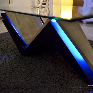 Modern Coffee Table in Wood and Glass With Led Lights - Serenity Model ...