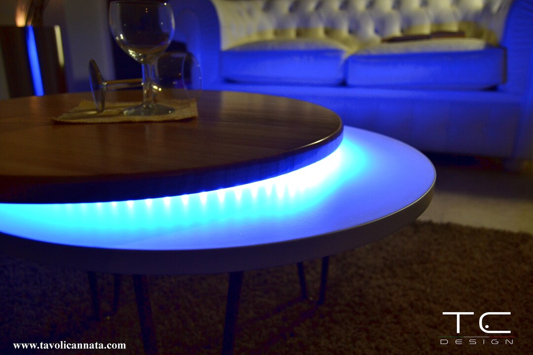 Eclipse Model Round Coffee Table With Led Lights - White Colour - Etsy