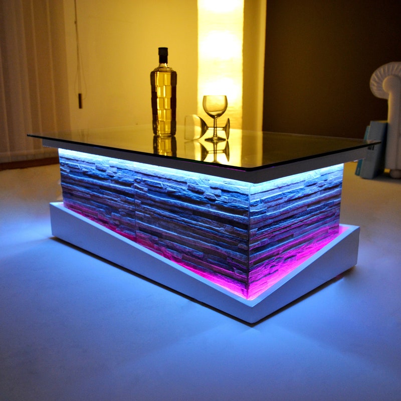 Stone and Glass Coffee Table - Etsy