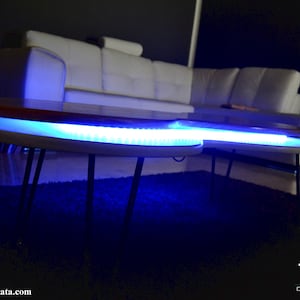 Wooden Coffee Table With Led Lights - Black Color - Duo Model - Etsy