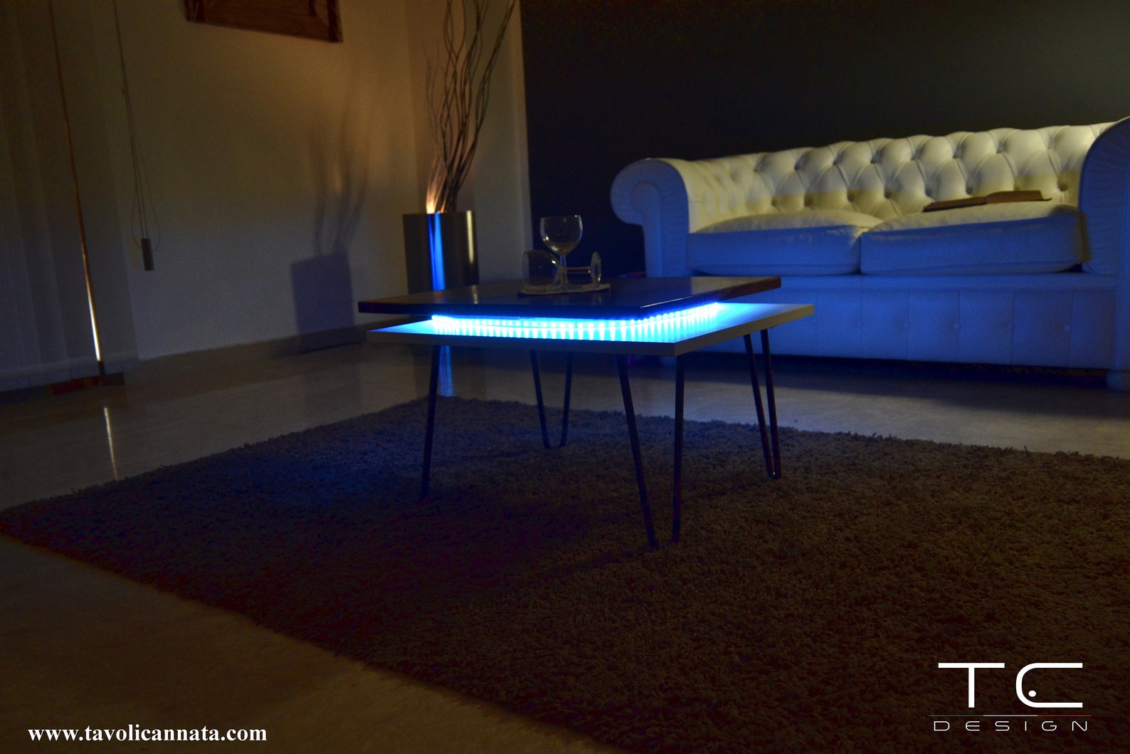 Modern Wooden Coffee Table With Led Lights Vision Model - Etsy
