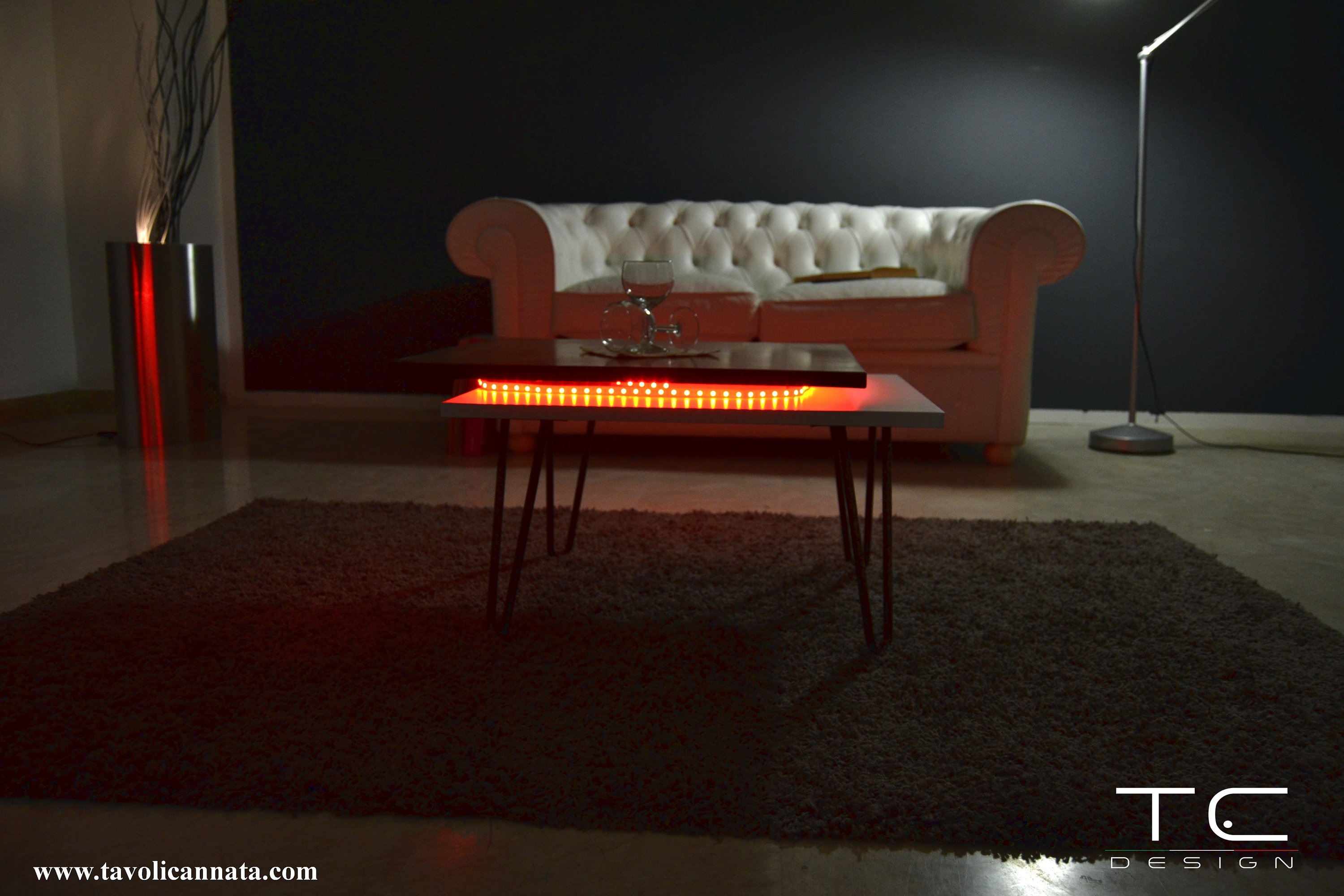 Modern Wooden Coffee Table With Led Lights Vision Model - Etsy