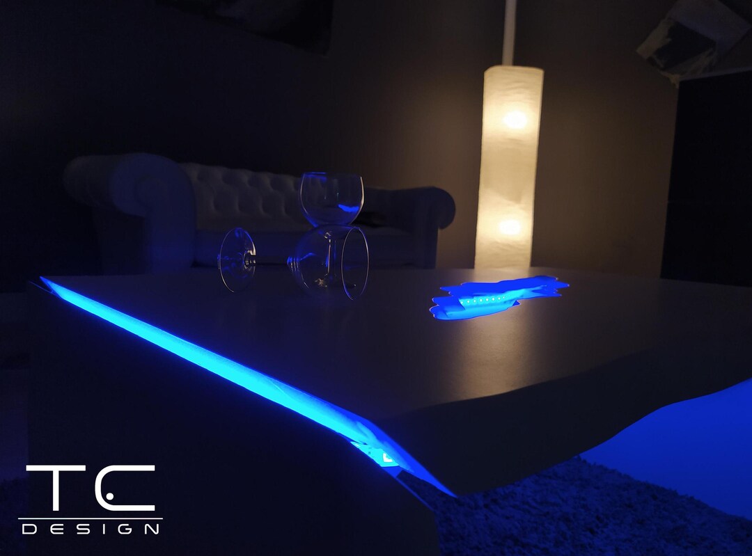 Modern Design Coffee Table - White or Black - With LED Lights and ...