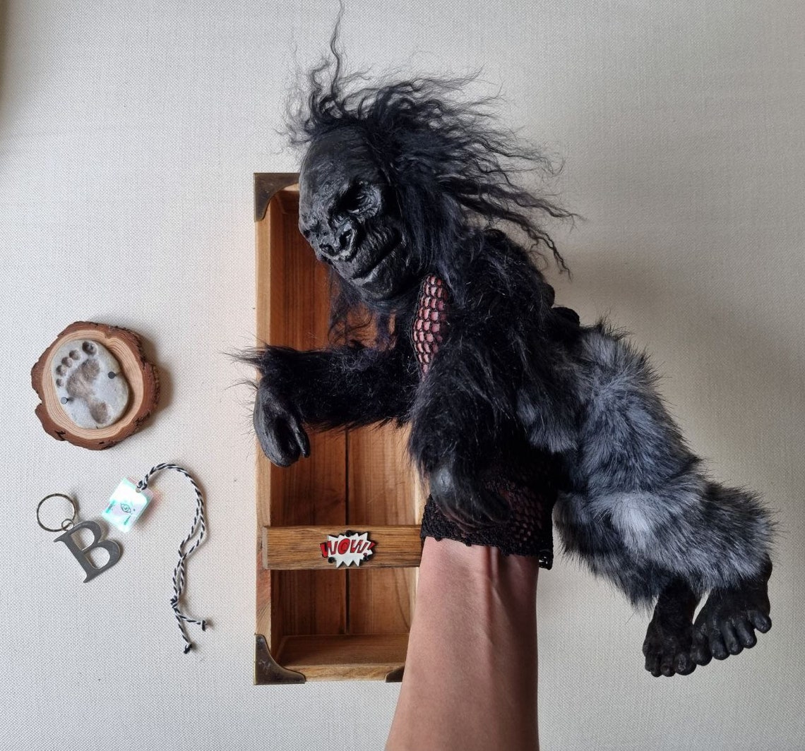 BIGFOOT SASQUATCH DISPLAY, Unique Cryptid Gift, Hairy Friend, Footprint ...
