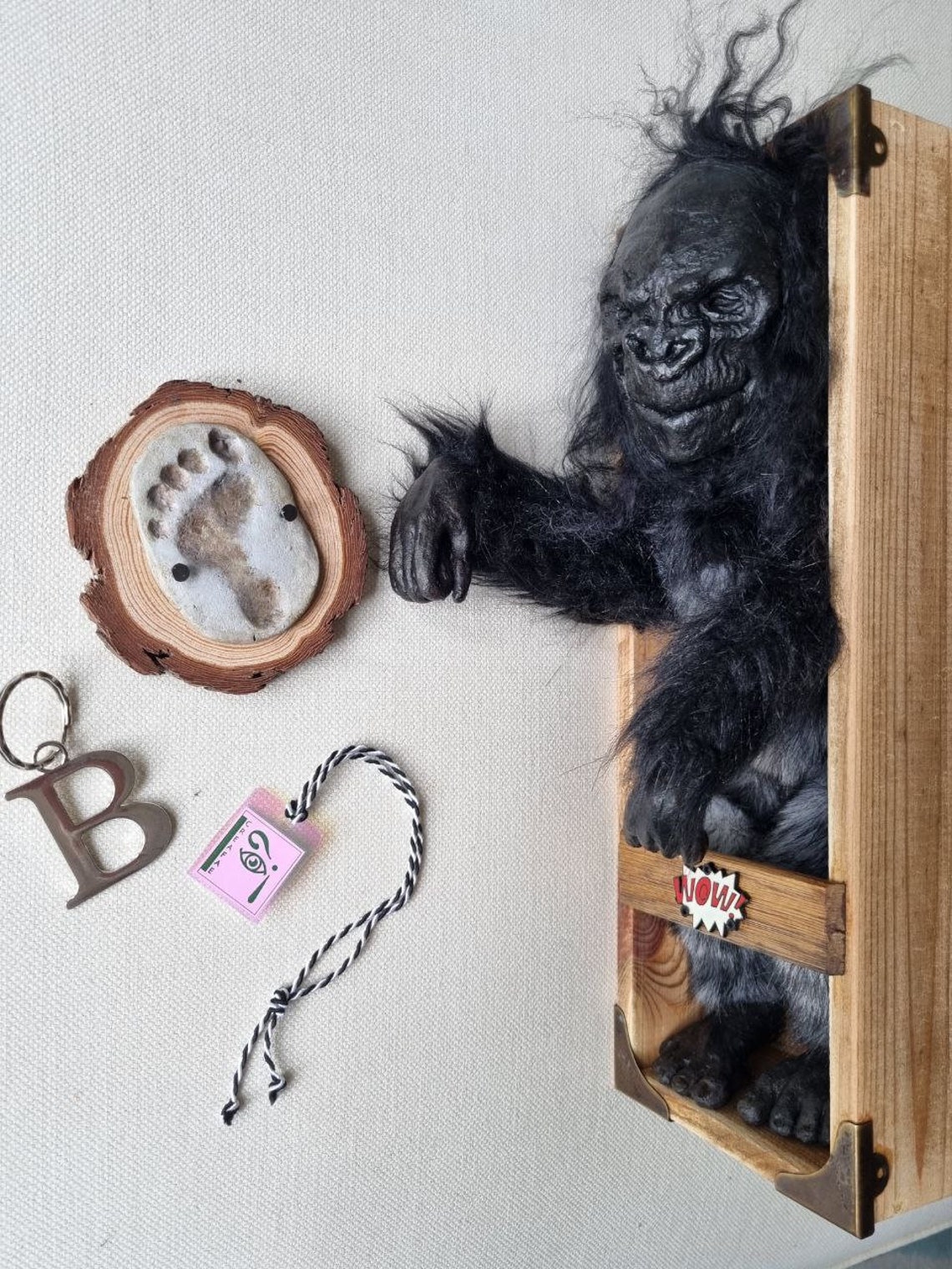 BIGFOOT SASQUATCH DISPLAY, Unique Cryptid Gift, Hairy Friend, Footprint ...