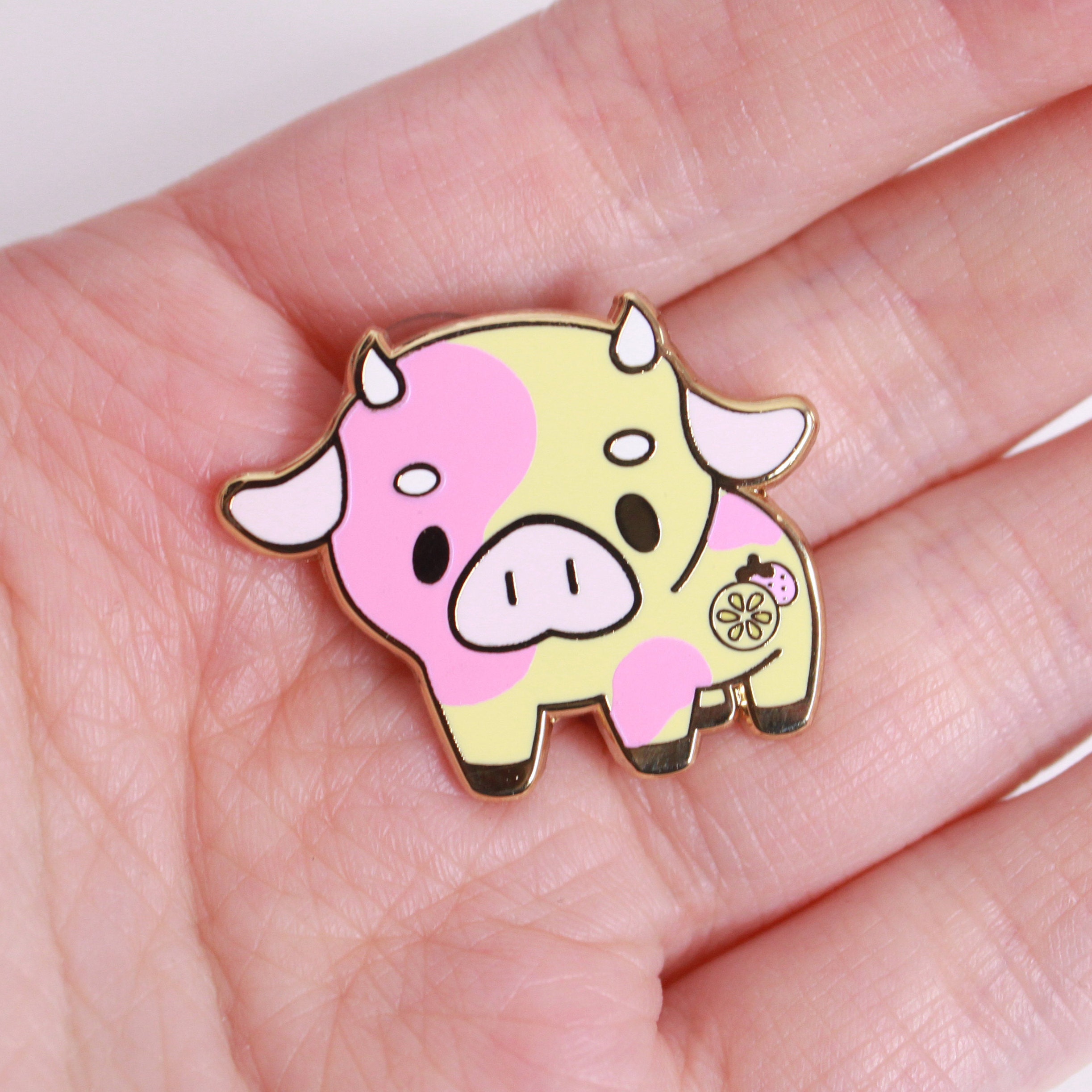 Strawberry Lemon Cow Hard Enamel Pin - Etsy