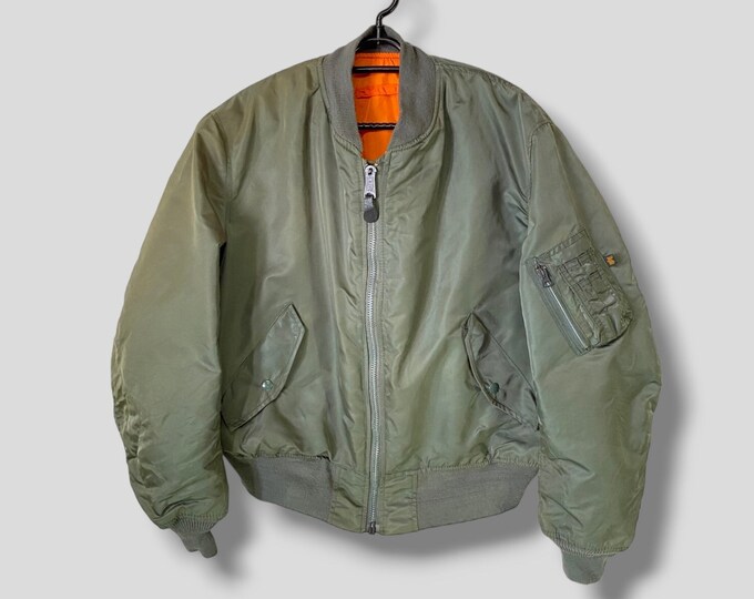 Vintage 90s Alpha Industries MA-1 Bomber Jacket Military Casual Outfits Outerwear Punk Gorpcore ...