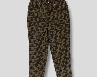 Fendi Leopard Monogram Trousers, Vintage Fendi Brown Print Fendi Leopard Monogram Trousers, Vintage Fendi Brown Print