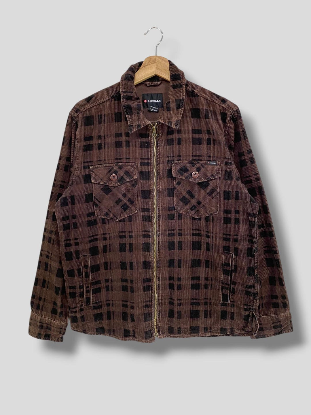 Vintage Y2k Airwalk Plaid Corduroy Works Jacket Streetwear Casual ...