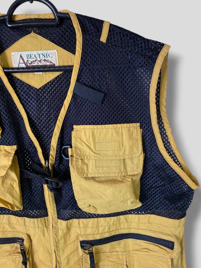 Vintage Beatnic Angelo Nylon Mesh Multi Pocket Tactical Utility Vest ...
