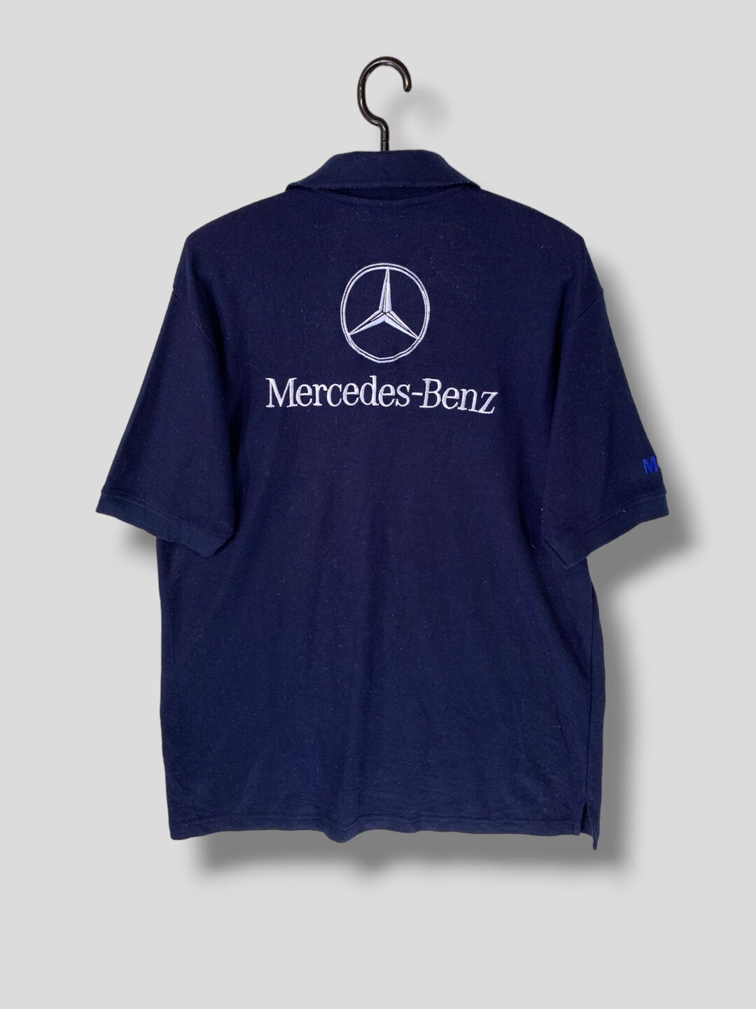 Vintage Mercedes Benz Mobil 1 Embroidered Logo Polo Shirt Mercedes AMG Shirt Blue Motorsport Tee ...