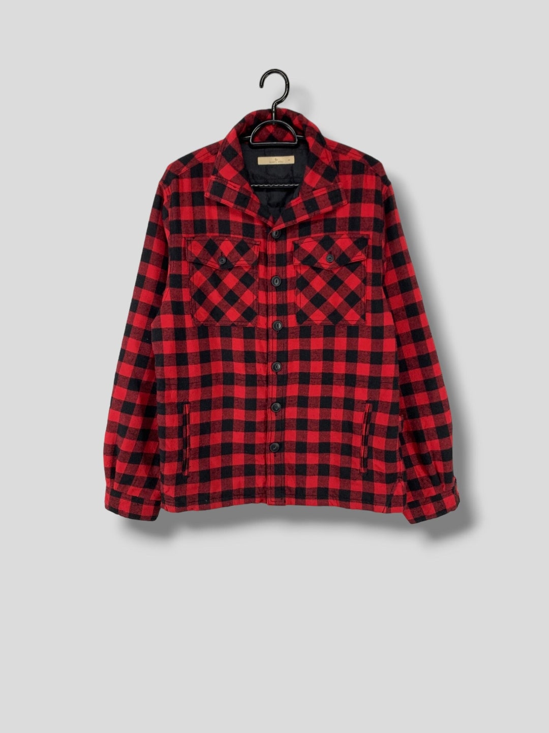 Vintage Y2K Global Work Checkered Quilted Line Flannel Streetwear ...