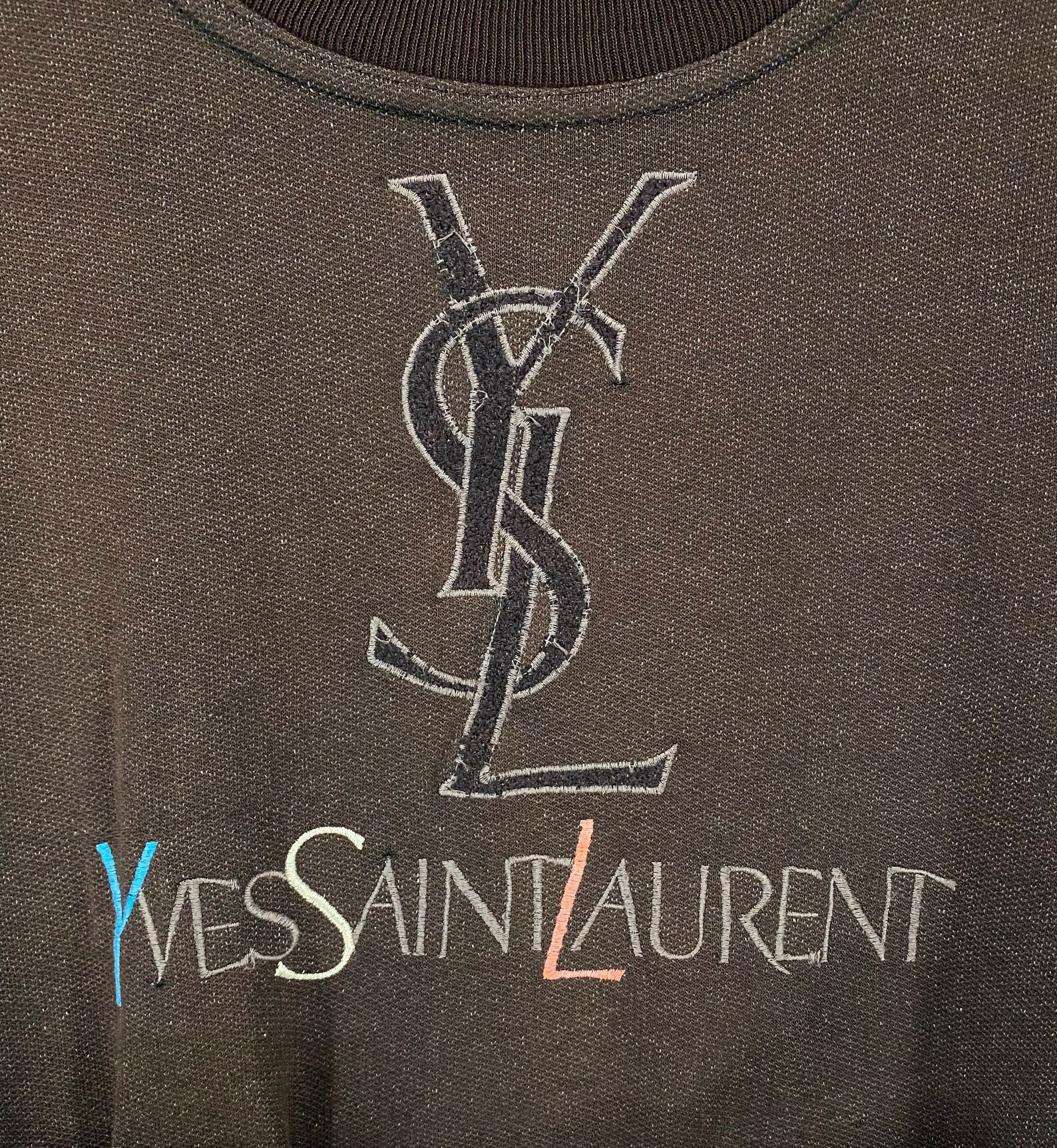 Vintage Yves Saint Laurent Pour Homme Multicolor Embroidered Logo ...