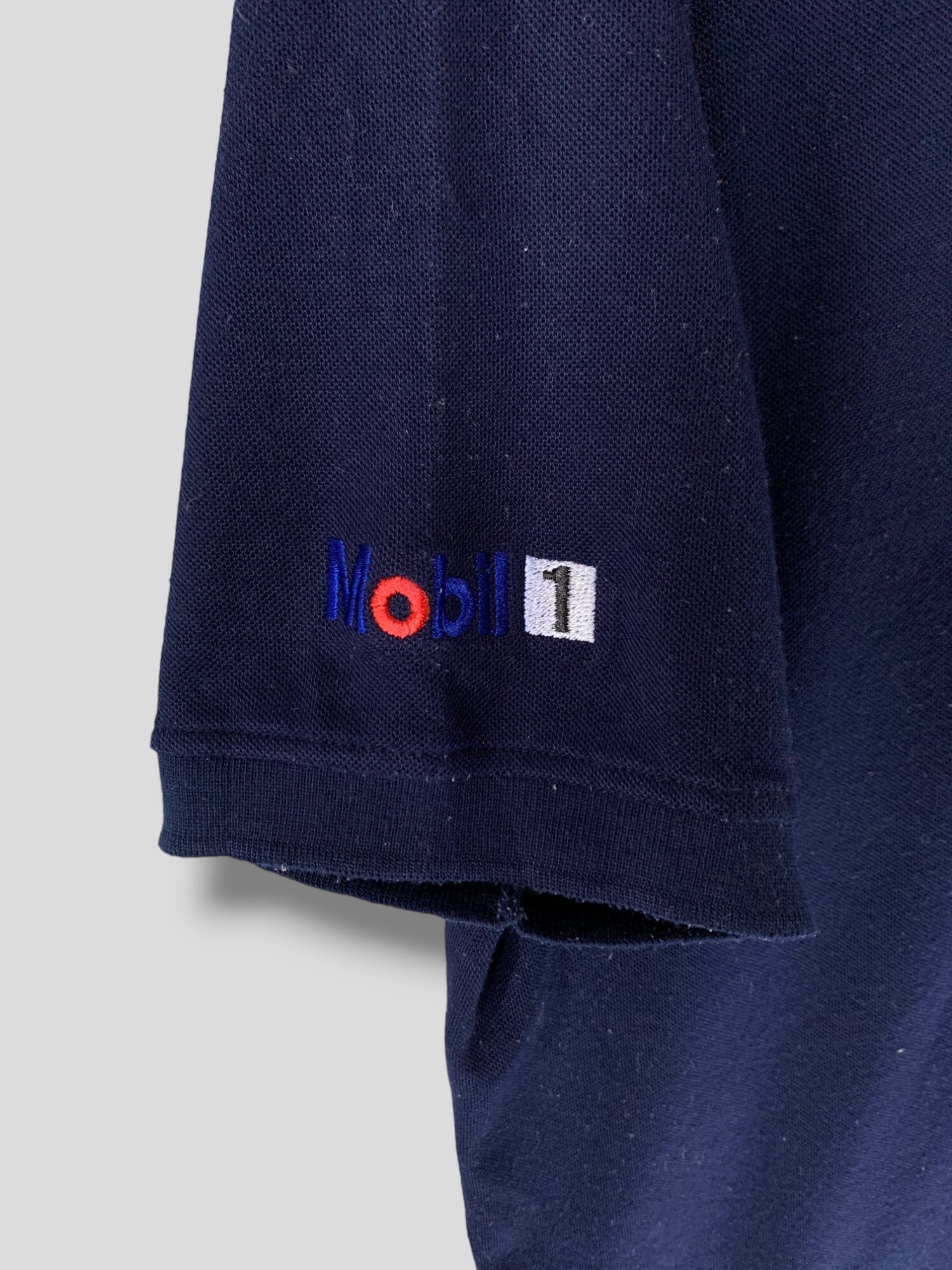 Vintage Mercedes Benz Mobil 1 Embroidered Logo Polo Shirt Mercedes AMG Shirt Blue Motorsport Tee ...