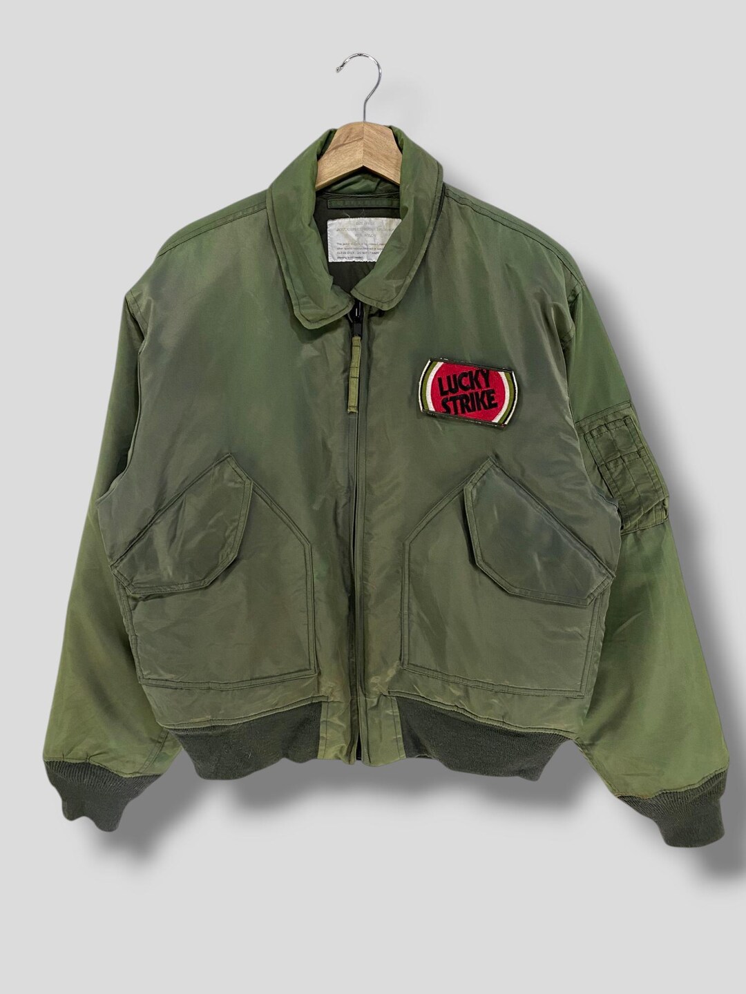 Vintage CWU 45/P Lucky Strike Patch Aviator Flight Bomber Jacket ...