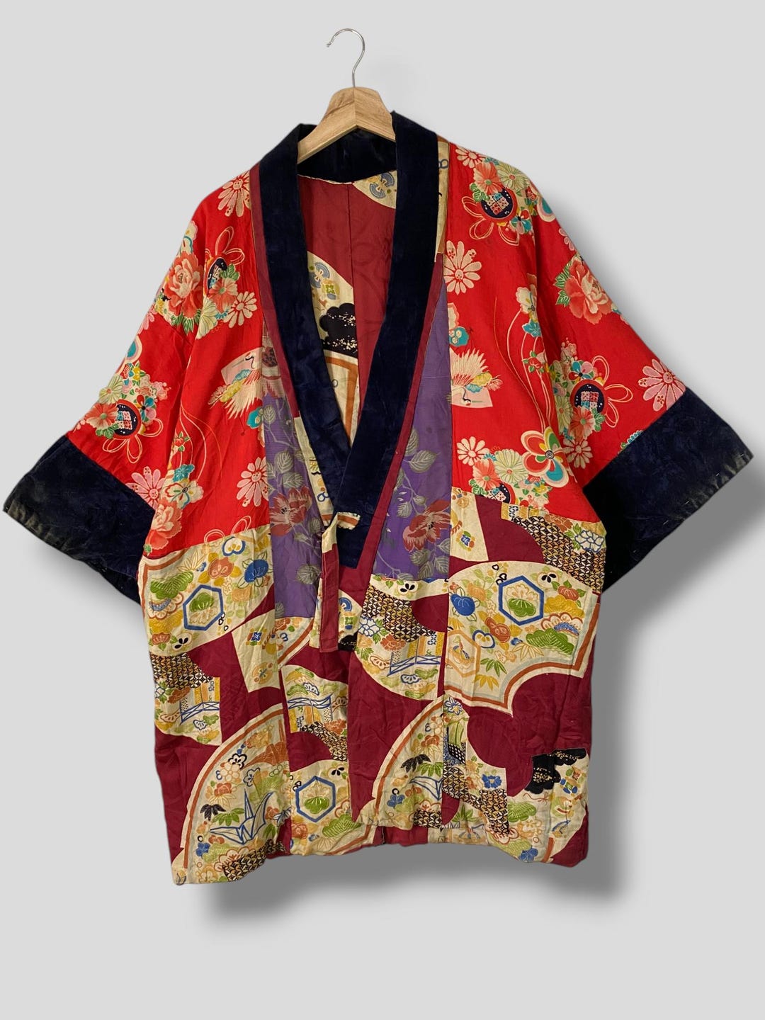 Vintage Japanese Multicolor Padded Hanten Noragi Kimono Japanese ...