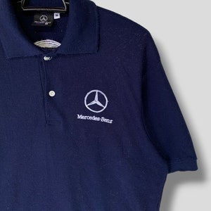 Vintage Mercedes Benz Mobil 1 Embroidered Logo Polo Shirt Mercedes AMG Shirt Blue Motorsport Tee ...