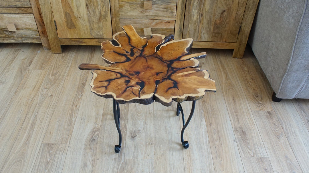 Live Edge Yew Wooden Coffee Table - Etsy