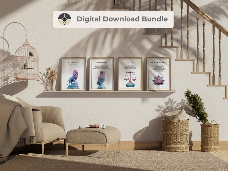 The Stoic Virtues Digital Wall Art Prints - PDF Files, Marble Design ...