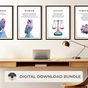 The Stoic Virtues Digital Wall Art Prints - PDF Files, Marble Design ...
