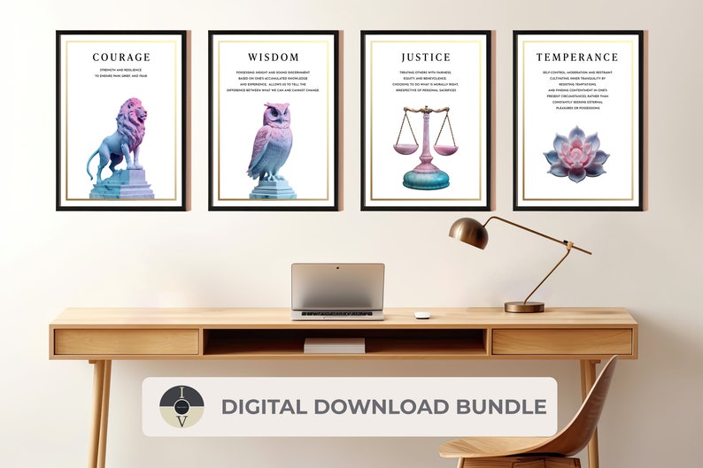 The Stoic Virtues Digital Wall Art Prints - PDF Files, Marble Design ...