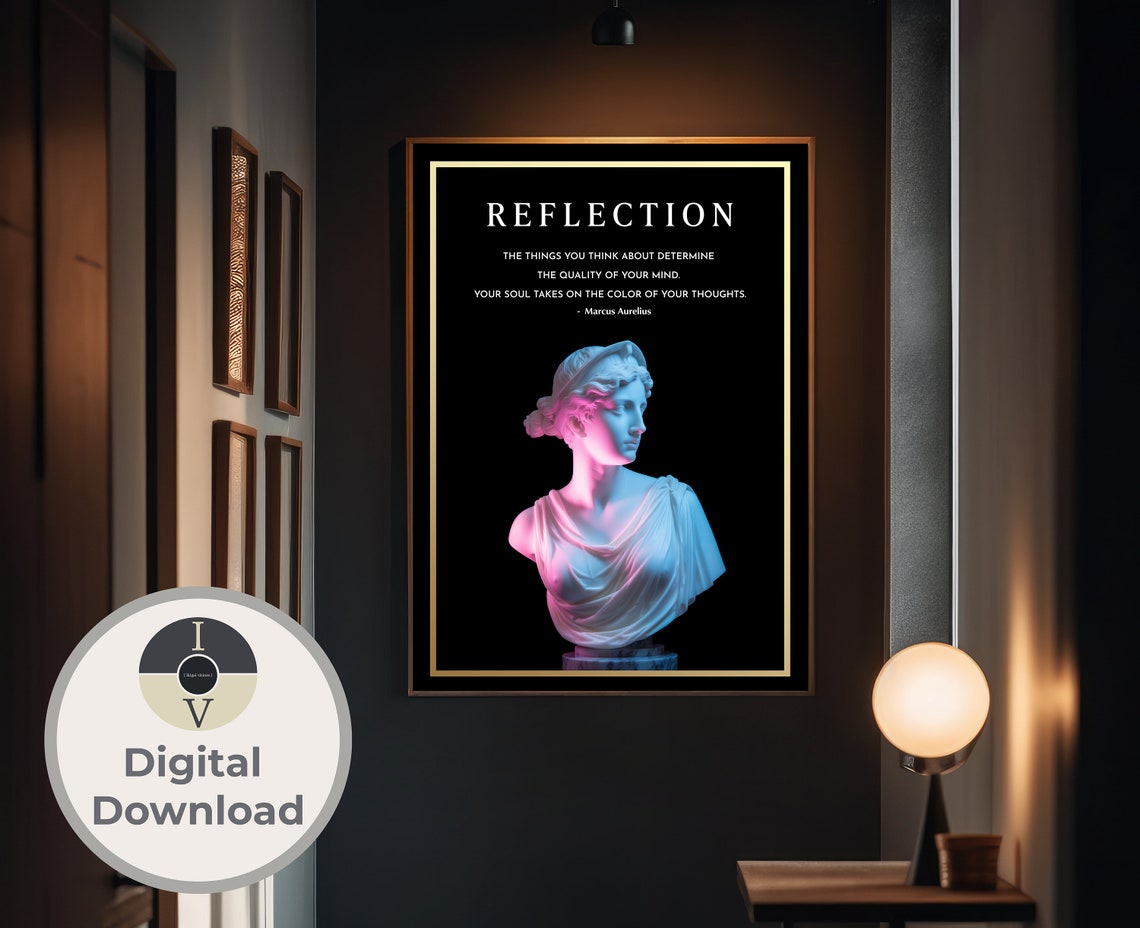The Stoic Marcus Aurelius Quote Wall Poster Print Athena Statue, Black ...