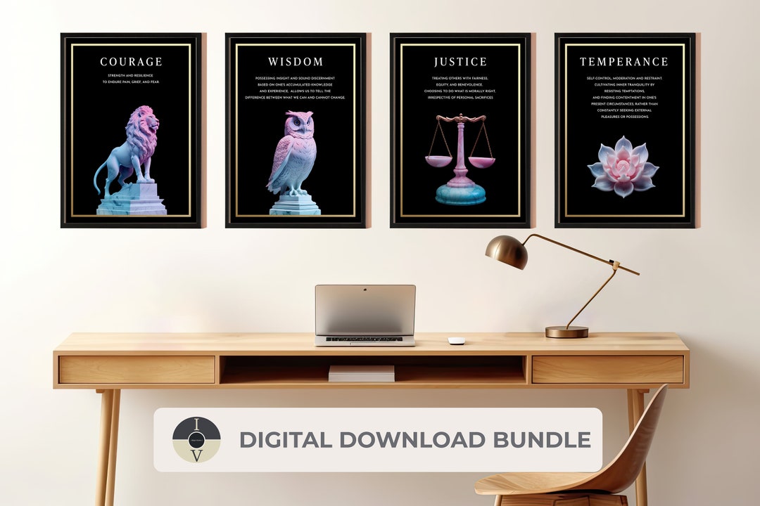 The Stoic Virtues Digital Wall Art Prints - PDF Files, Marble Design ...