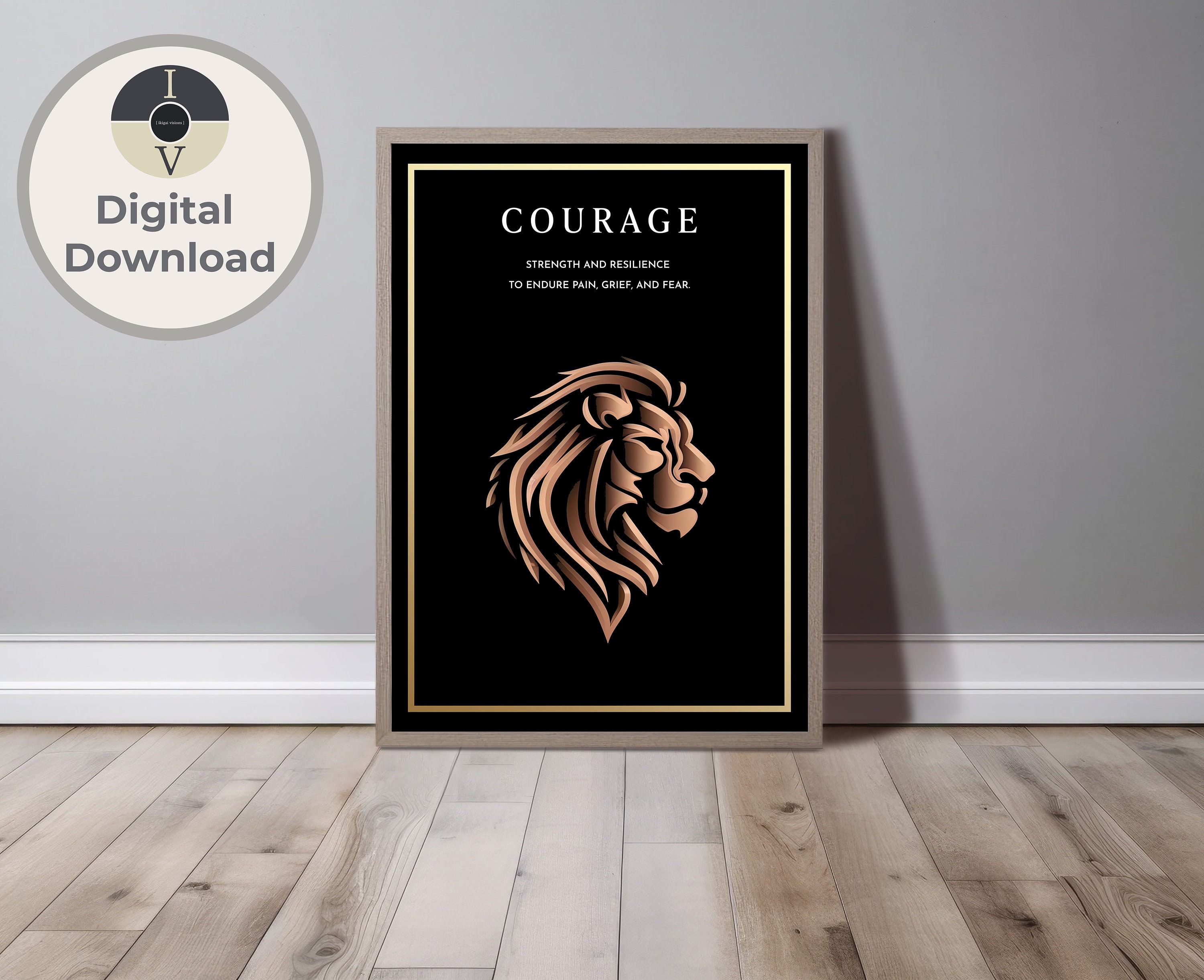 The Stoic Virtues Digital Wall Prints - Bronze Graphics, Black ...