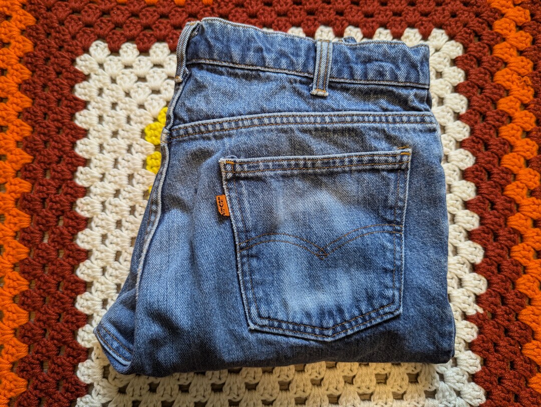Vintage 1980s Perfectly Faded Levi Orange Tabs 33.5-34 Waist 27.5 ...