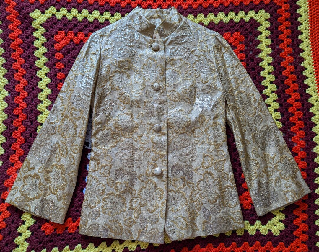 Vintage 1950s/1960s Gold Brocade Blazer XS 33 Chest 25-25.5 in Length ...
