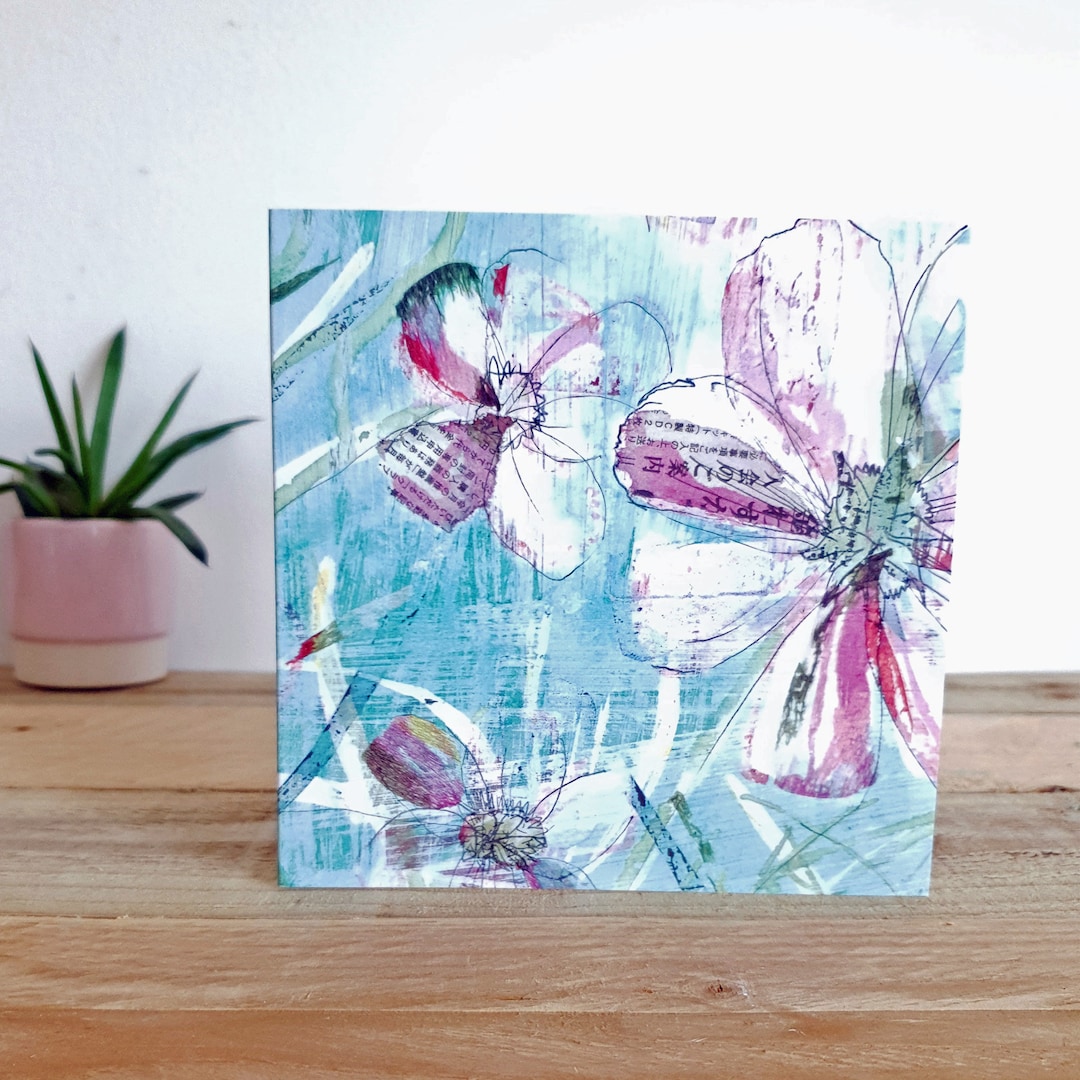 Cosmos Flower Greetings Card Floral Card Blank Card - Etsy