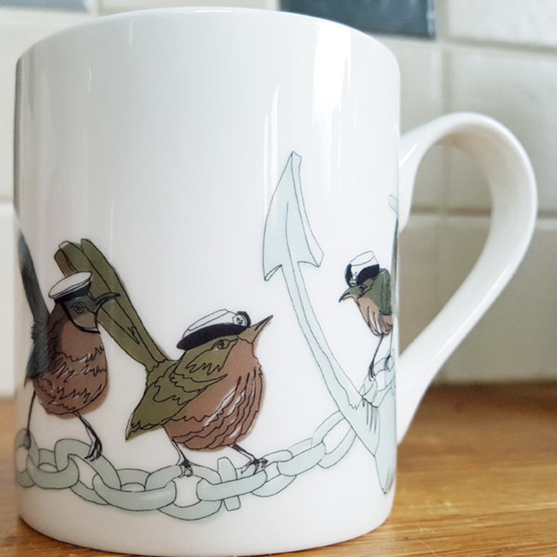 Wrens Bone China Mug Hand Decorated Mug Gift for WRNS Chain - Etsy