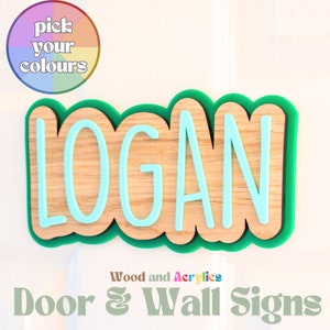 Coloured Kids Bedroom Door Sign for Playroom Custom Name Door Sign ...