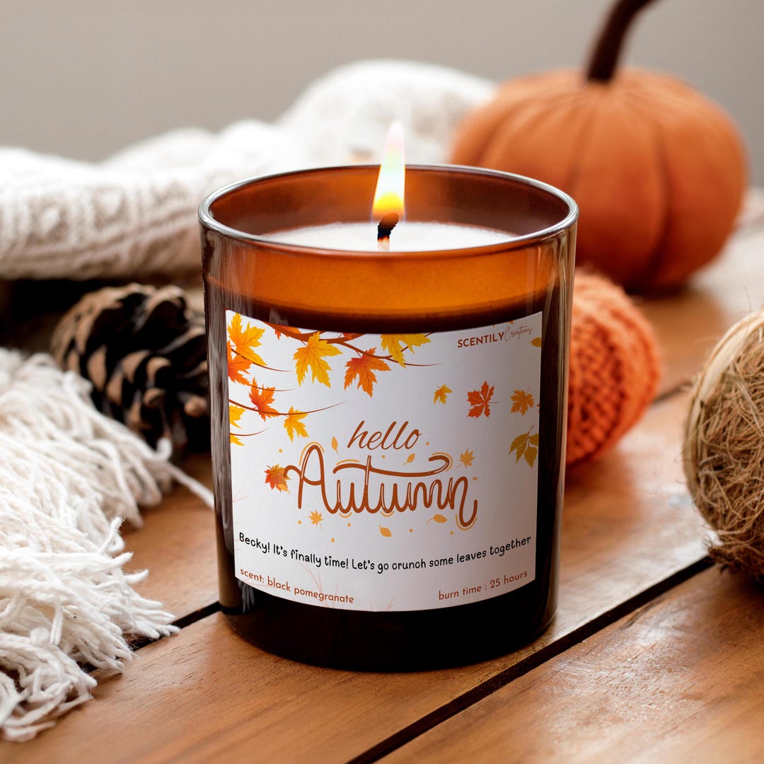 Autumn Candle With Personalised Message for Cosy Autumn Vibes Gift for ...