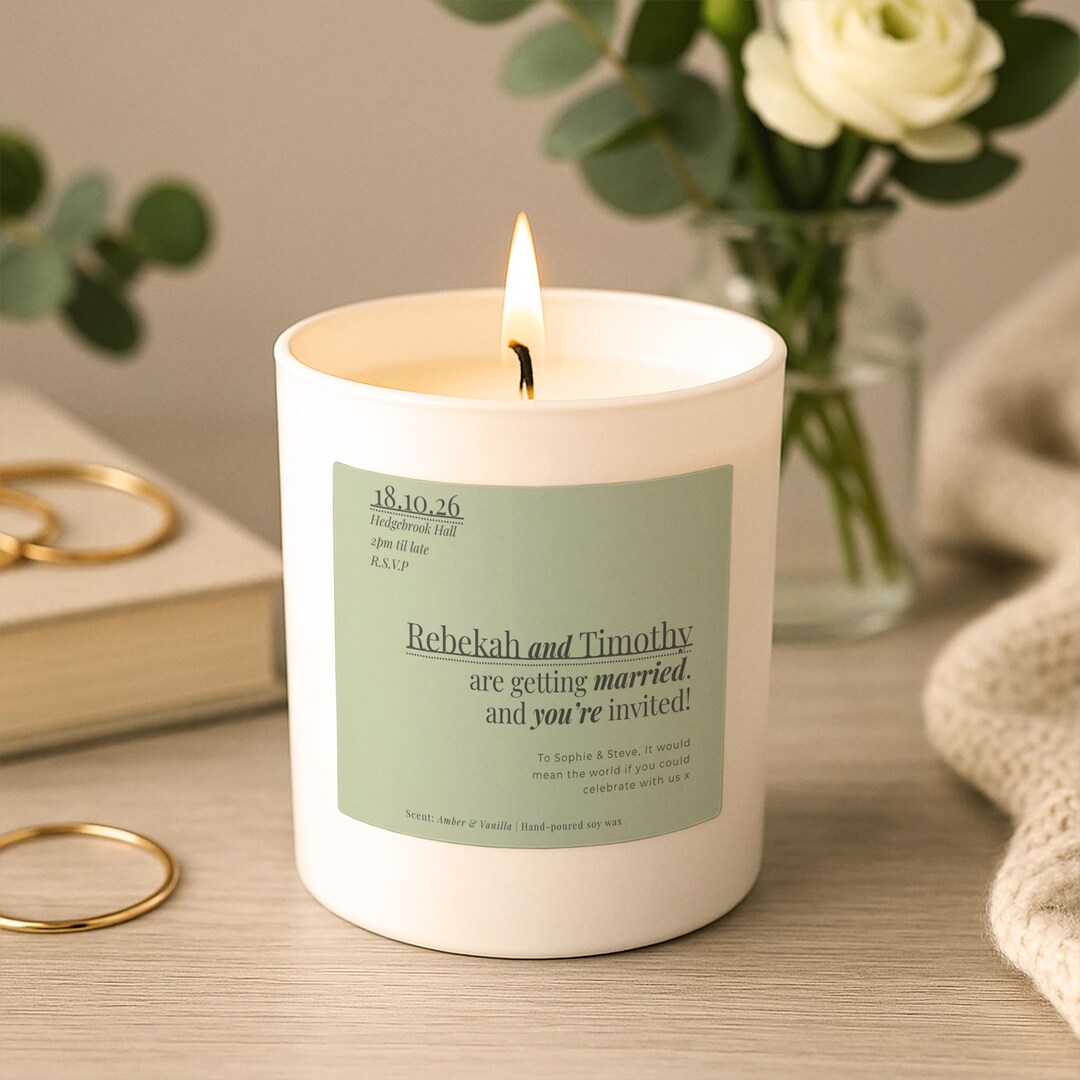 Wedding Invitation Candle – You’re Invited! – Personalised Candle With ...