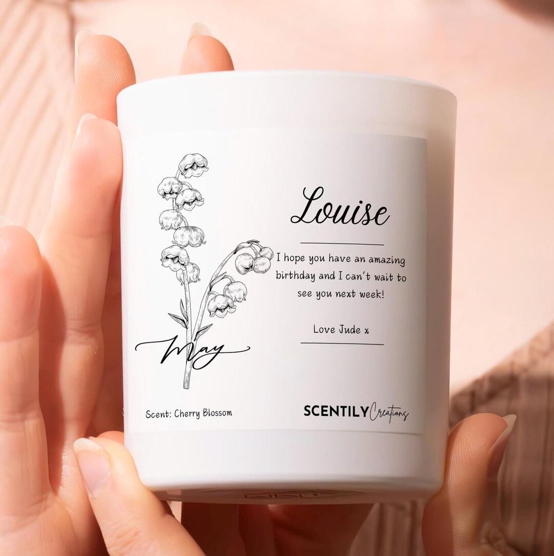 Happy Birthday May Flower Candle With Personalised Message for Flower ...