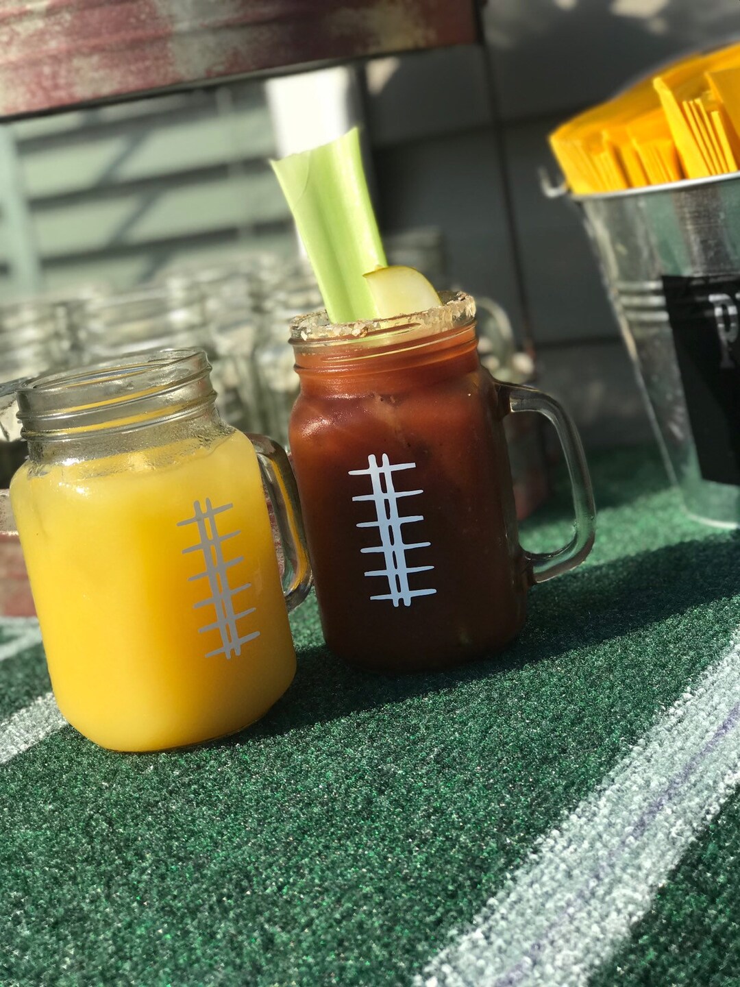 Football Mason Jar Set of 4 - Etsy