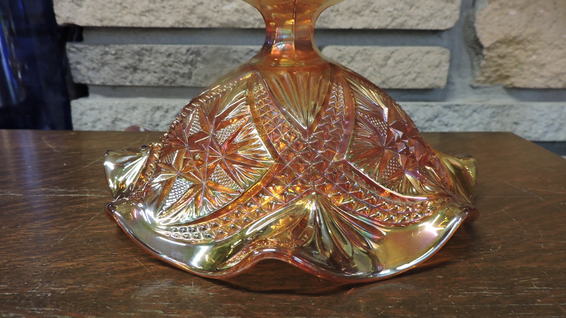 Vintage Imperial Glass Gold Carnival Curved Star Scroll Embossed ...