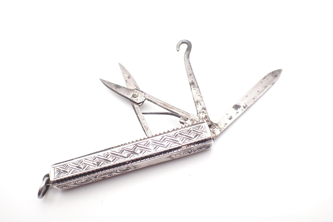 Antique Sterling Silver Folding Pocket Sewing Knife for Ladies ...