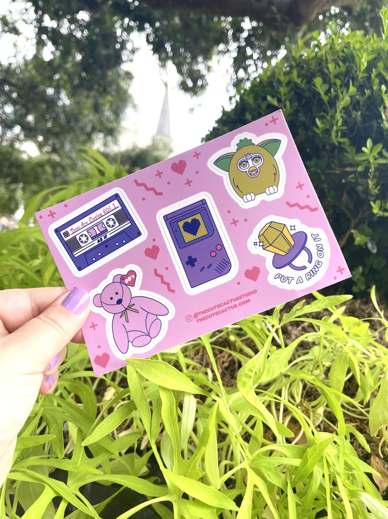 90s Retro Sticker Sheet | Cassette, Game System, Furby Vinyl Decals - Etsy