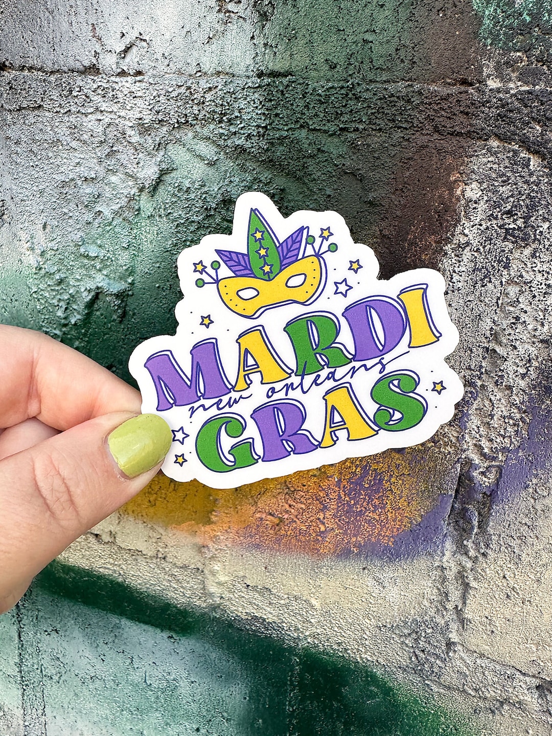 Mardi Gras Mask Sticker // Vinyl Die-cut Sticker // Waterproof Sticker ...