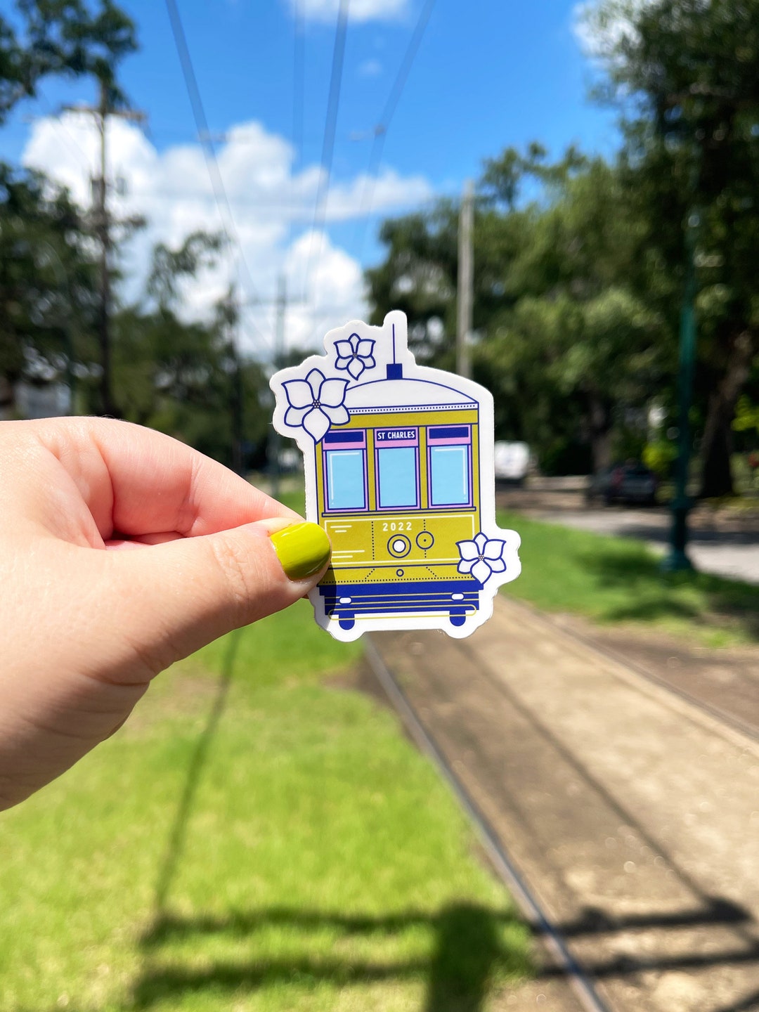 St. Charles Streetcar Sticker: New Orleans Magnolia Vinyl Decal - Etsy