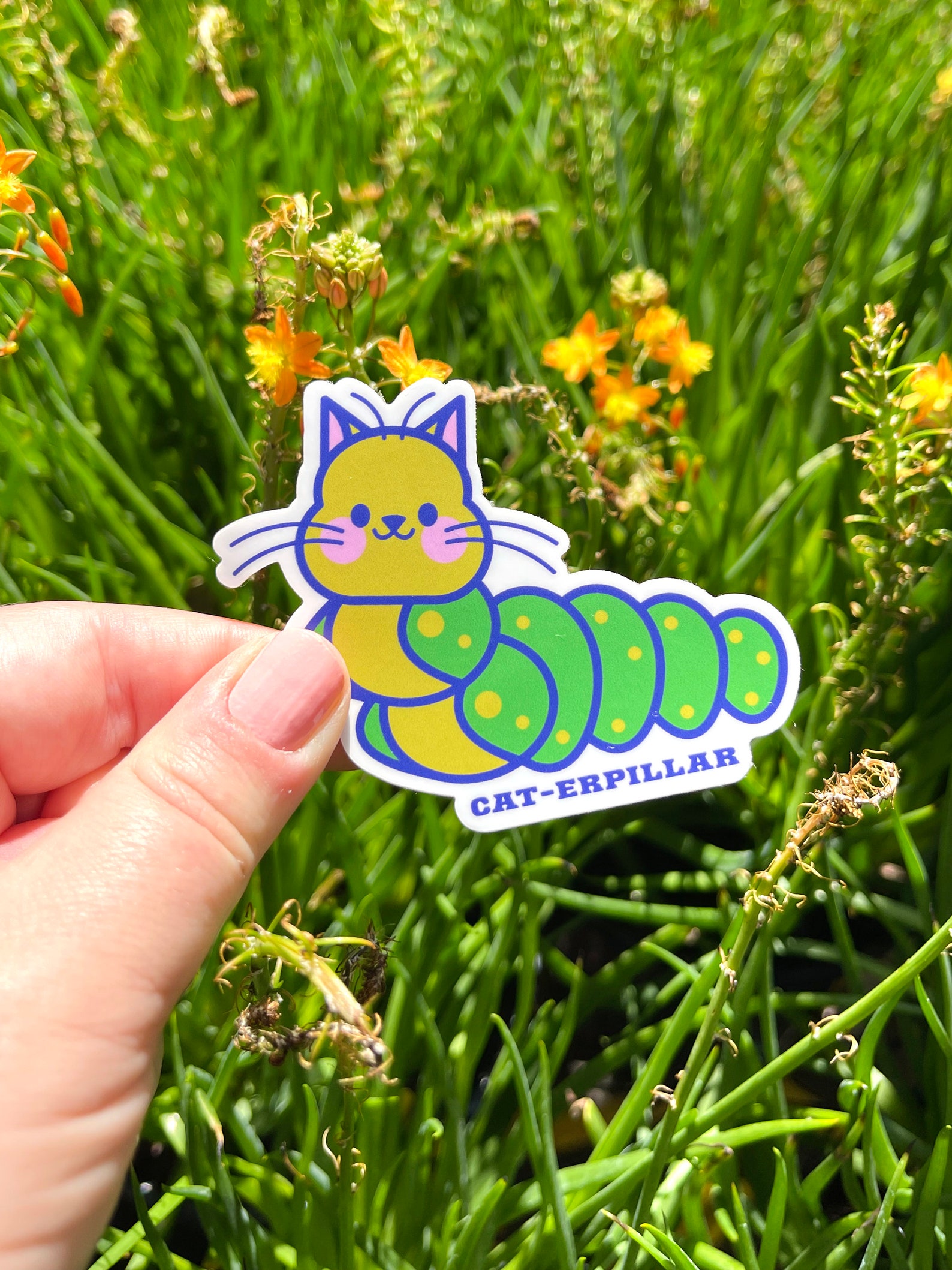 Cat-erpillar Sticker // Vinyl Die-cut Sticker // Waterproof Sticker ...