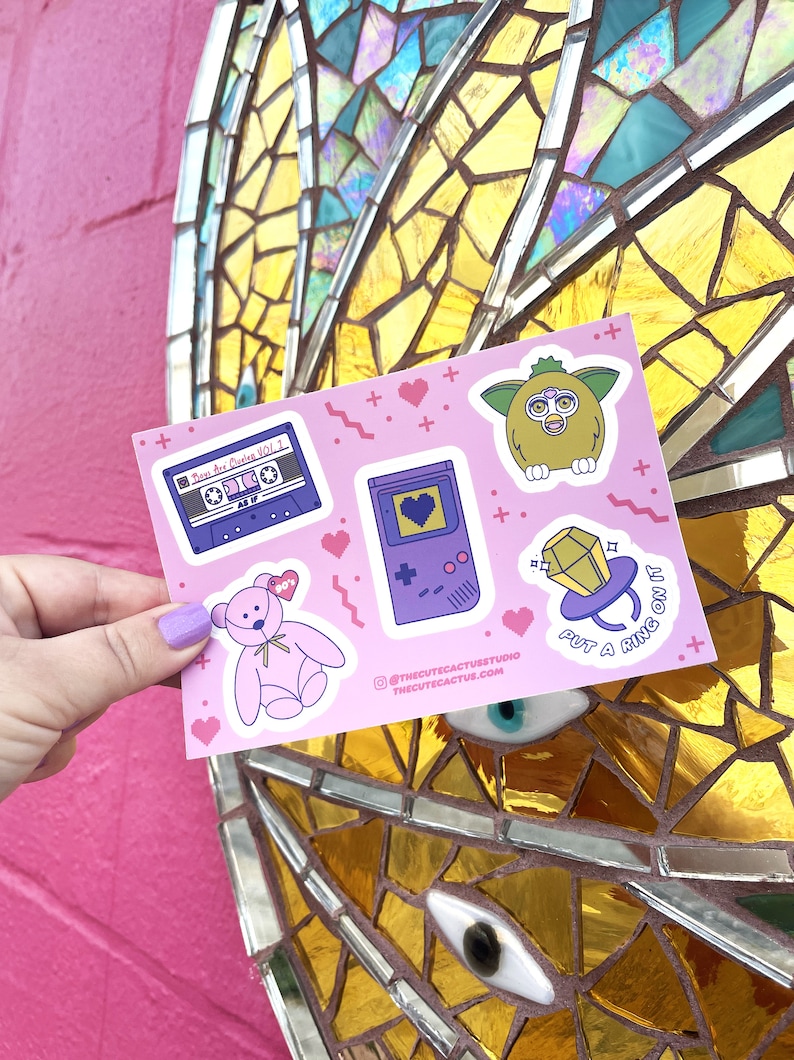 90s Retro Sticker Sheet | Cassette, Game System, Furby Vinyl Decals - Etsy