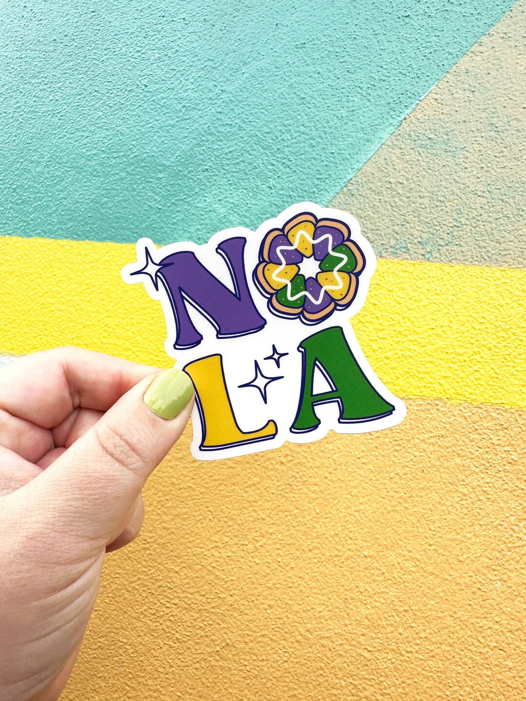 NOLA King Cake Sticker // Vinyl Die-cut Sticker // Scrapbook Sticker ...
