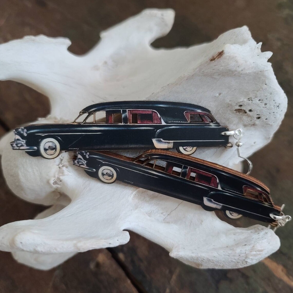 Hearse Funeral Car Laser Cut Wood Earrings - Etsy