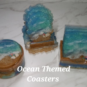 Home Decor-coaster Set Ocean Theme Design Shape Round, Square Color ...