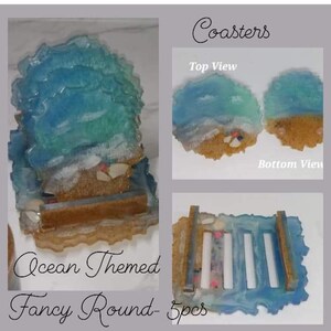 Home Decor-coaster Set Ocean Theme Design Shape Round, Square Color ...