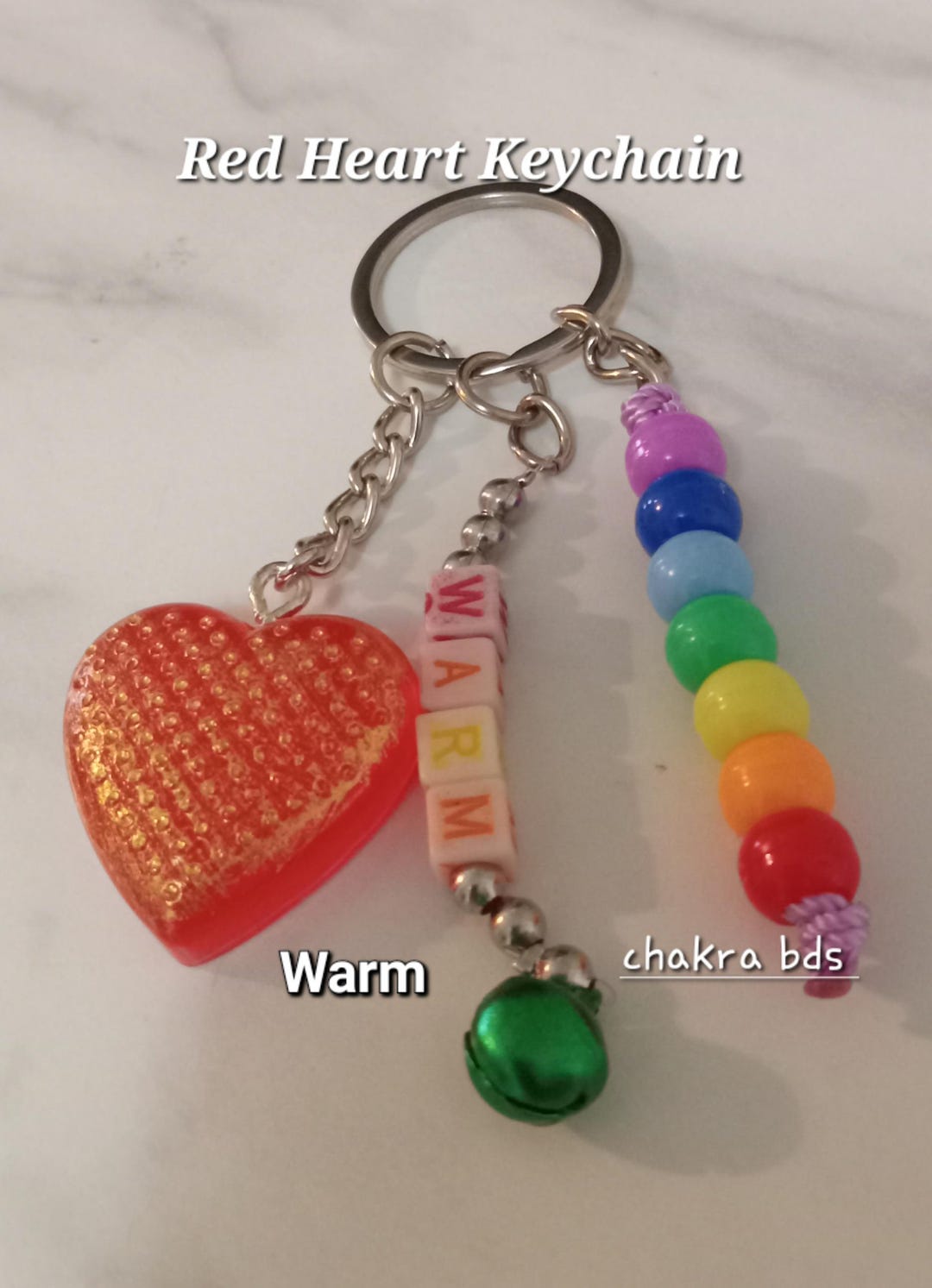 Keychain- Heart Shape- Resin Art Keychain- Color: Red, Black, Gold ...